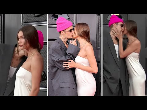 Justin Bieber shares an intimate kiss with Hailey Bieber at Grammys 2022