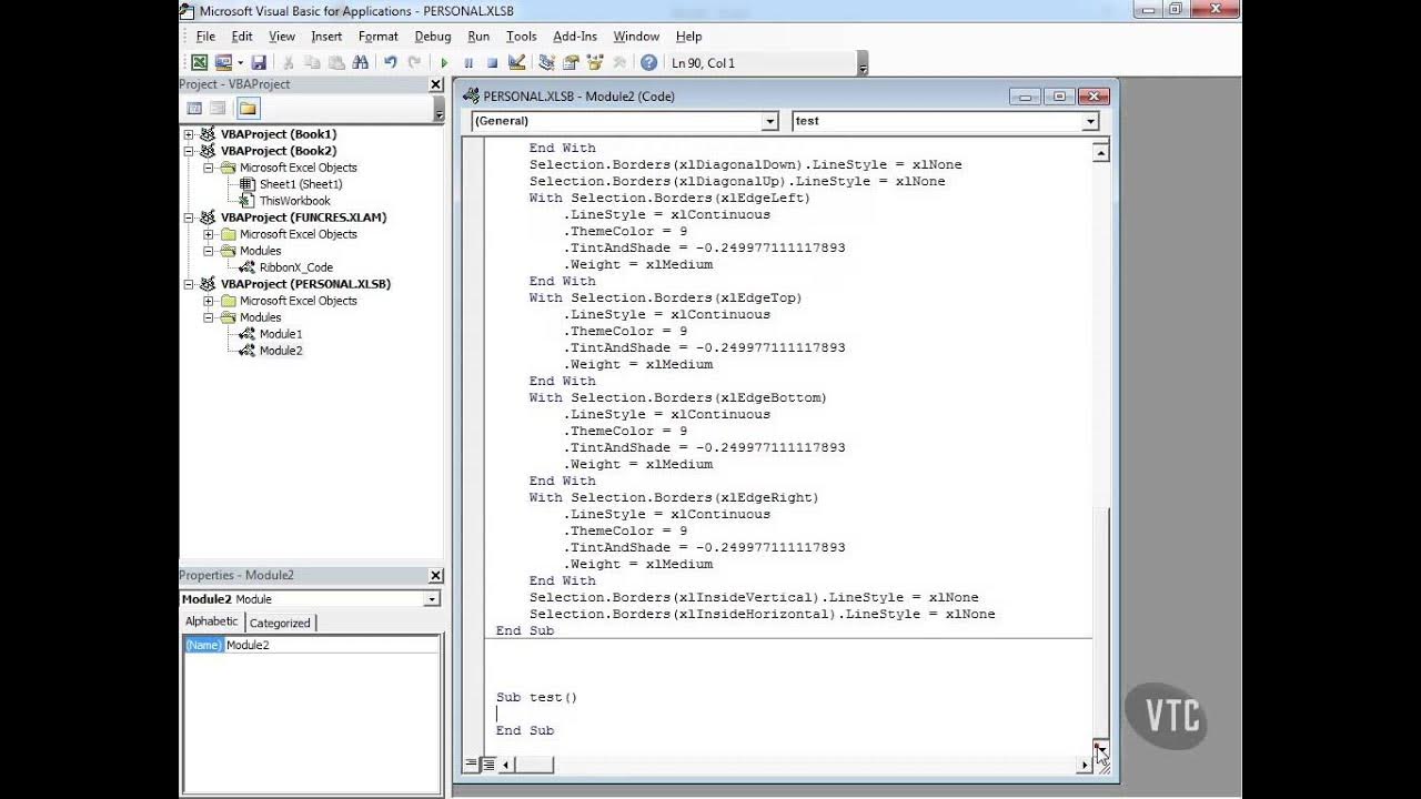 VTC Player Microsoft Excel 2013, Explore the Visual Basic Editor - YouTube