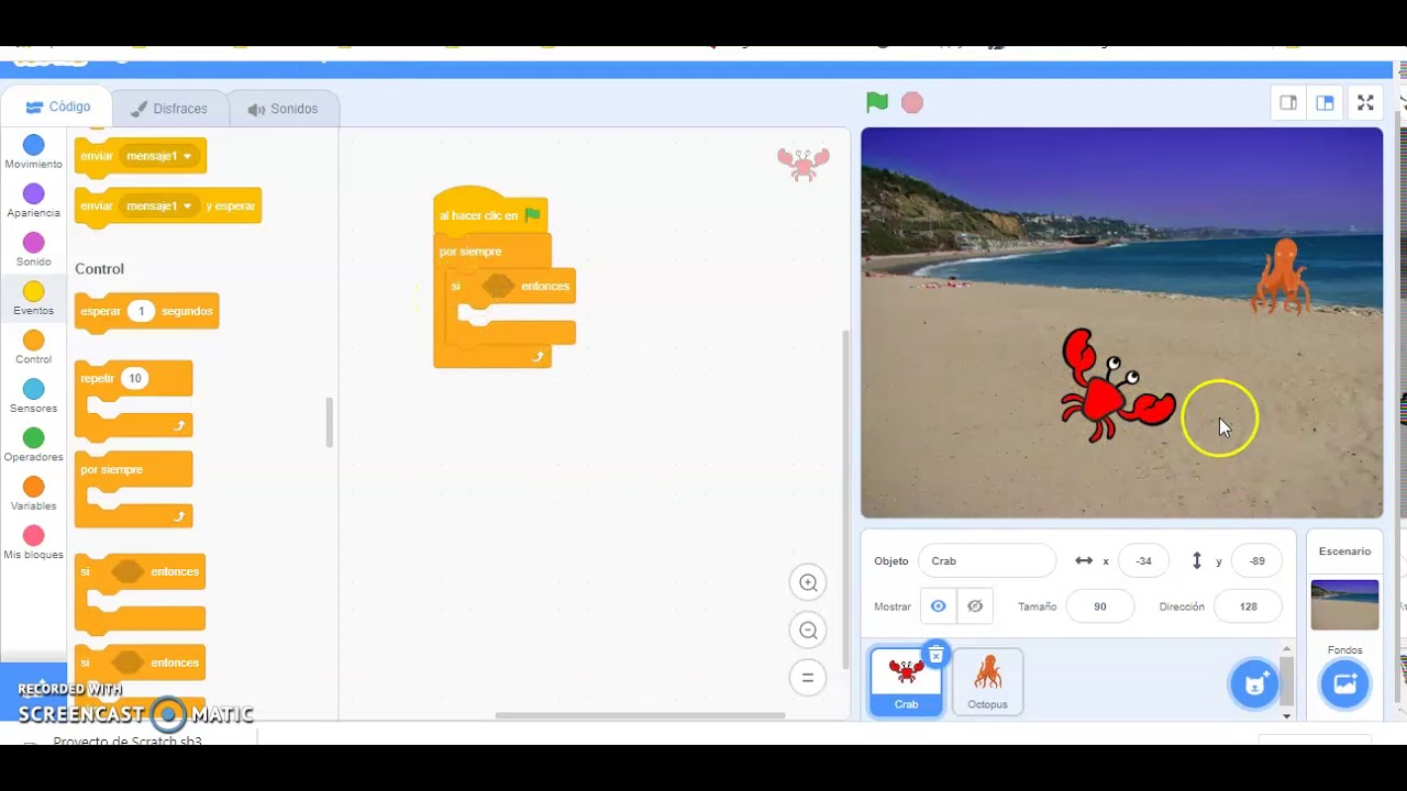 Actividad de condiciones con scratch - YouTube