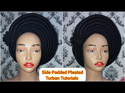 How To Make Trending Side Padded  Pleated Layers Turban  Design  : #diy  #ruffles #fashion #turban