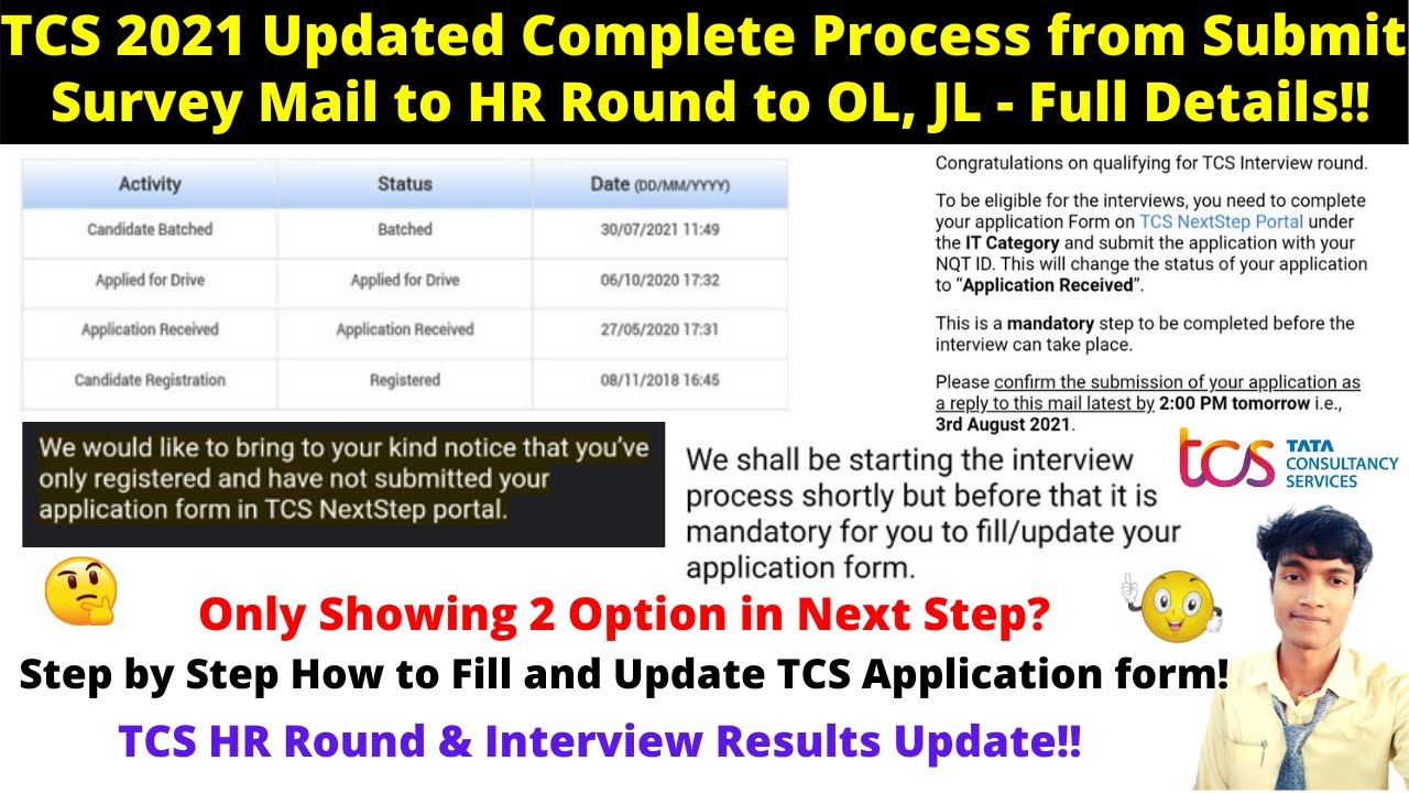 🔴TCS 2021 Updated Complete Process from Submit Survey Mail to HR Round ...