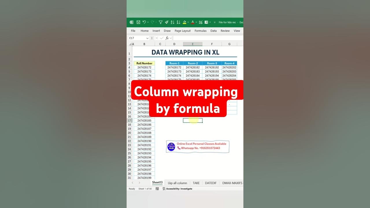 Column wrapping in excel - YouTube