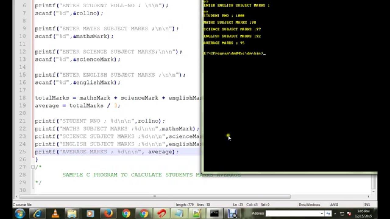 C PROGRAM STUDENTS MARKS AVERAGE EXAMPLE DEMO - YouTube