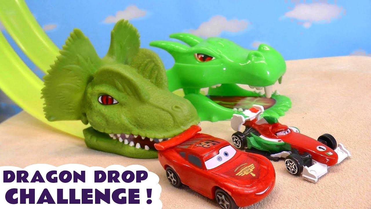 Toy Cars Dragon Drop Challenge With McQueen And The Funlings - YouTube