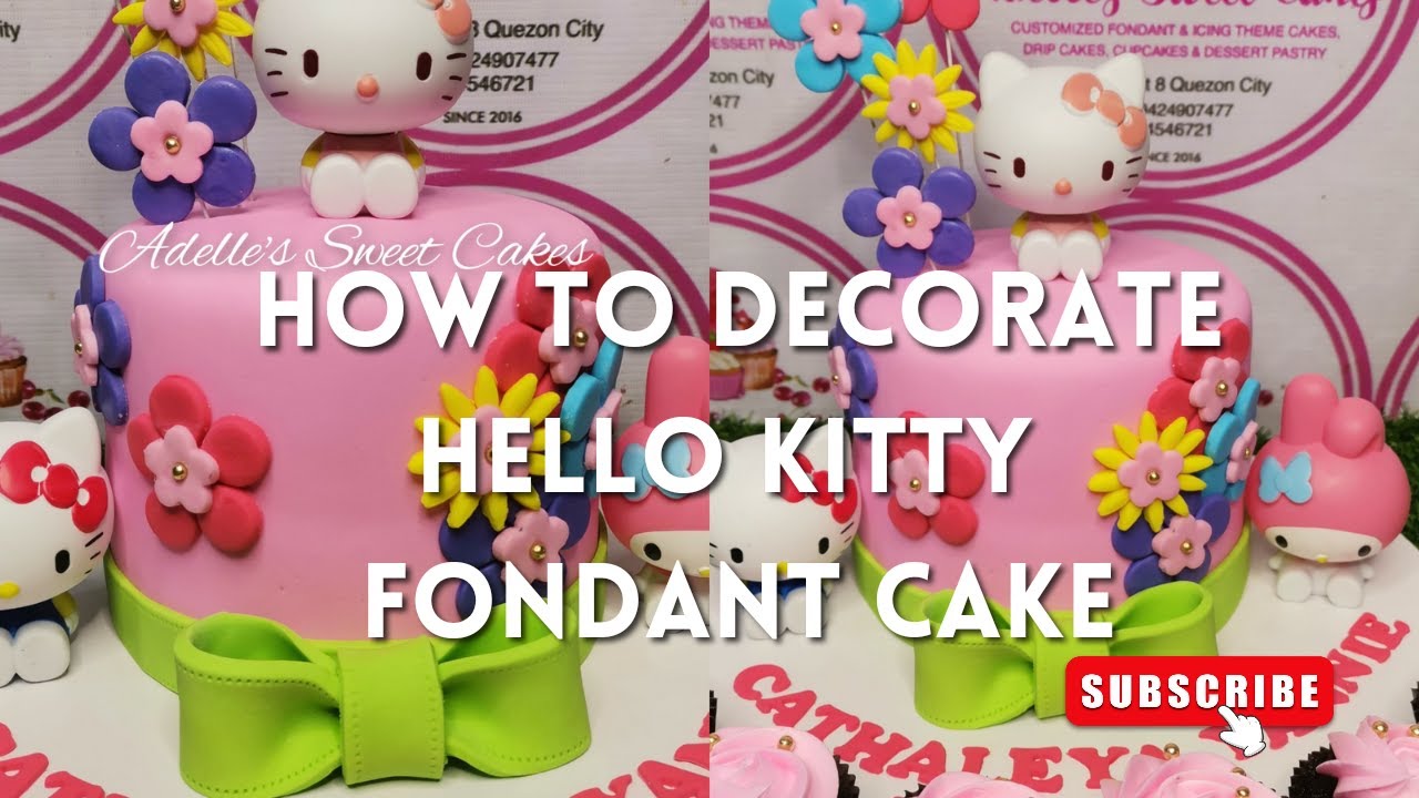 How To Decorate Hello Kitty Fondant Cake - YouTube