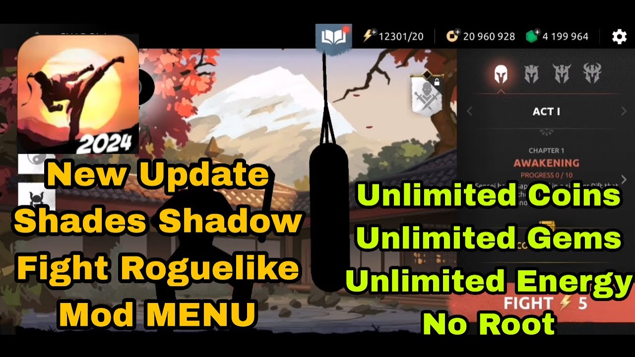NEW UPDATE Shades Shadow Fight Roguelike Mod MENU - Unlimited Gems ...