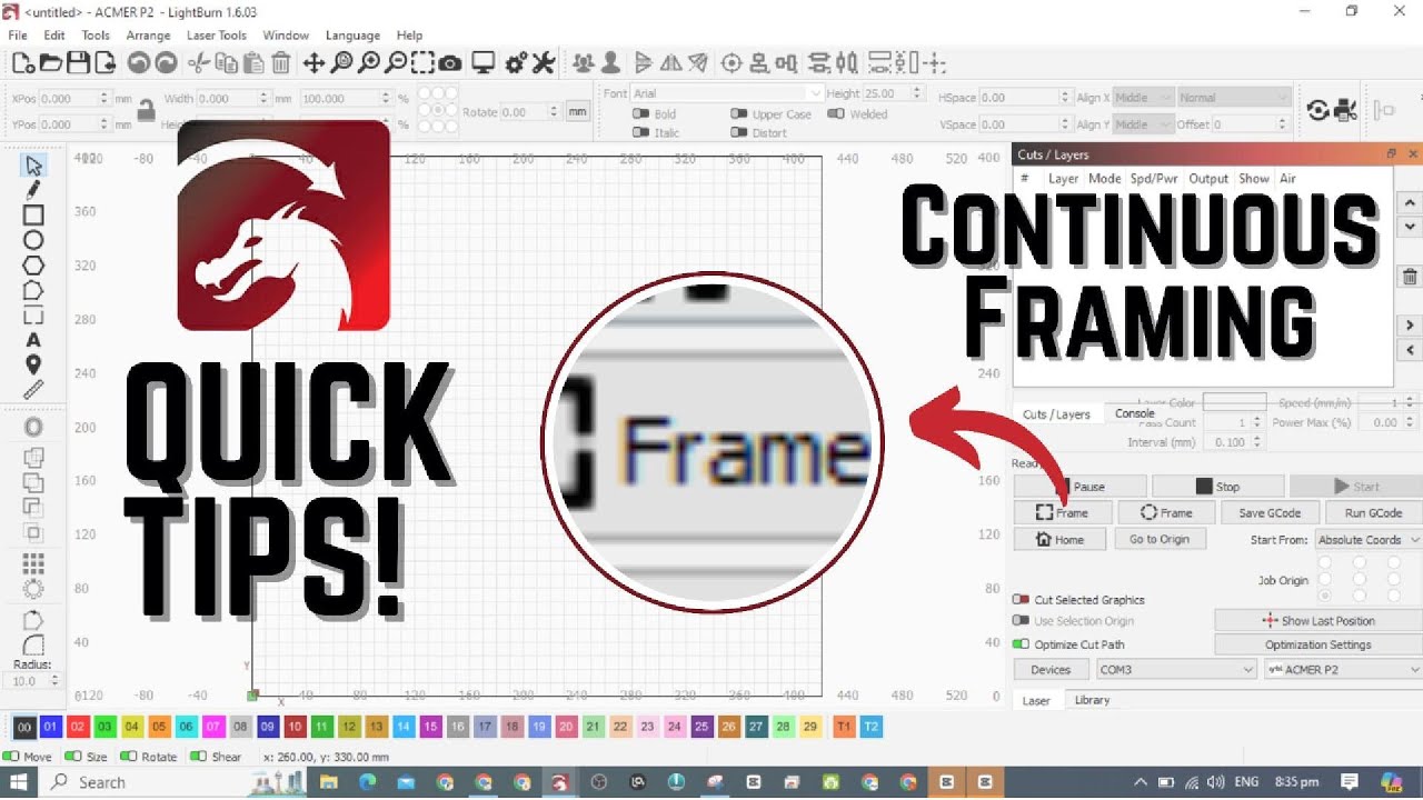 Continuous Framing in Lightburn - YouTube