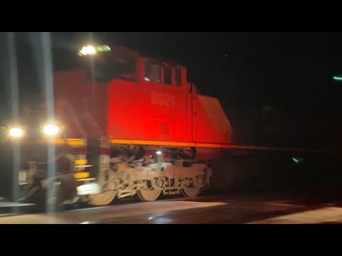 CN 8021 Leads a Grain Train through Tuscola, IL - YouTube