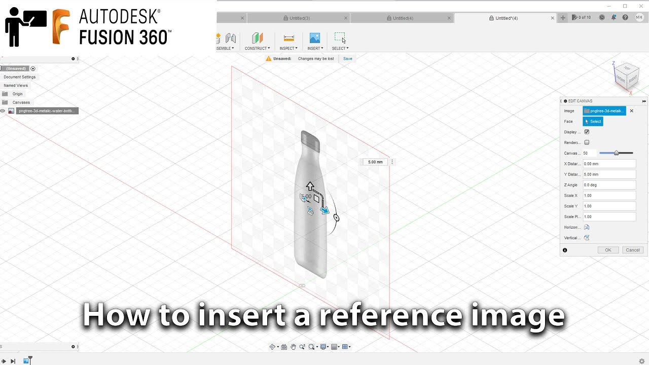4 Autodesk Fusion 360 Tutorial Beginner How To Insert A Reference Image Into Your Project