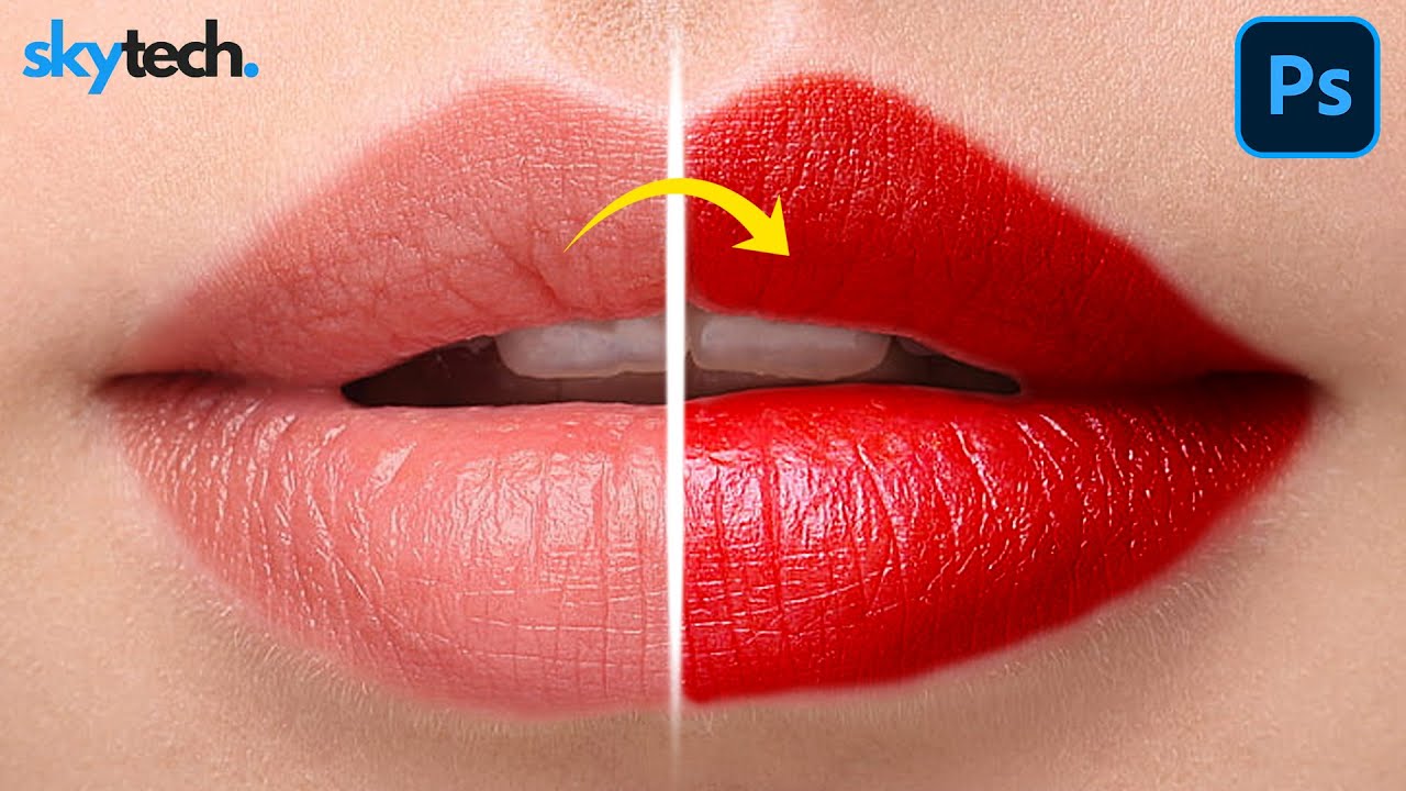 Create Highly Realistic Lipstick in Photoshop | SkyTech Dot - YouTube