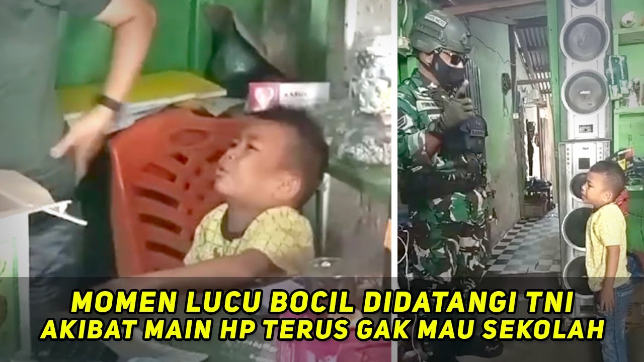 LANGSUNG KAPOK..! Momen Lucu Bocah Didatangi Aparat TNI Akibat Main HP ...