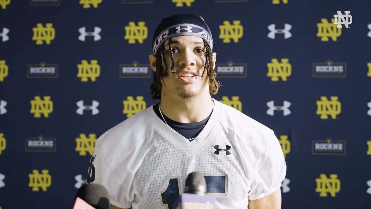 Ryan Barnes | Post Practice | Notre Dame Football - YouTube