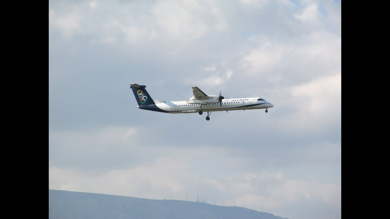 2*Dash8 Q400 Olympic Air landing runway 03L LGAV - YouTube