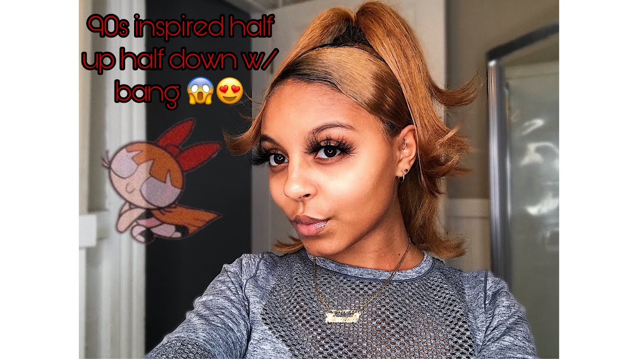 90s half up half down w/ swoop bang 👱🏾‍♀️ *easy hairstyle* - YouTube