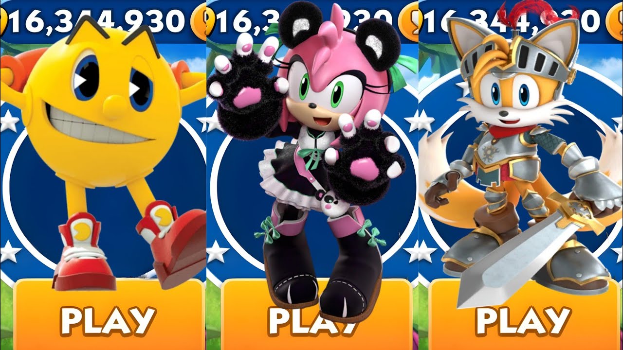 Sonic Dash - Pacman VS Panda Amy VS Valiant Tails _ Movie Sonic vs All ...
