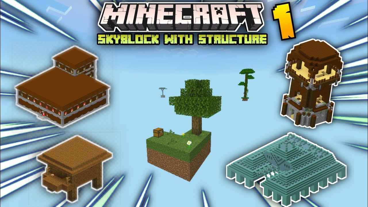 Minecraft special skyblock gameplay part 1 || Sky block with structure ...
