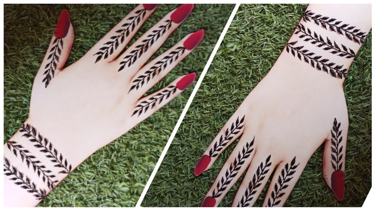 floral leaf style back hand mehndi design | easy mehndi design | Indian ...