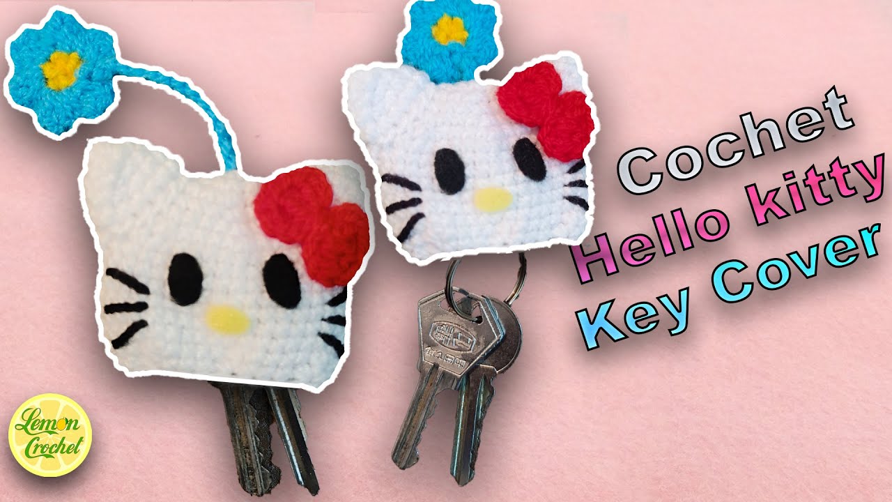 How to Crochet Hello Kitty Keychain | Crochet Tutorials | Lemon Crochet ...