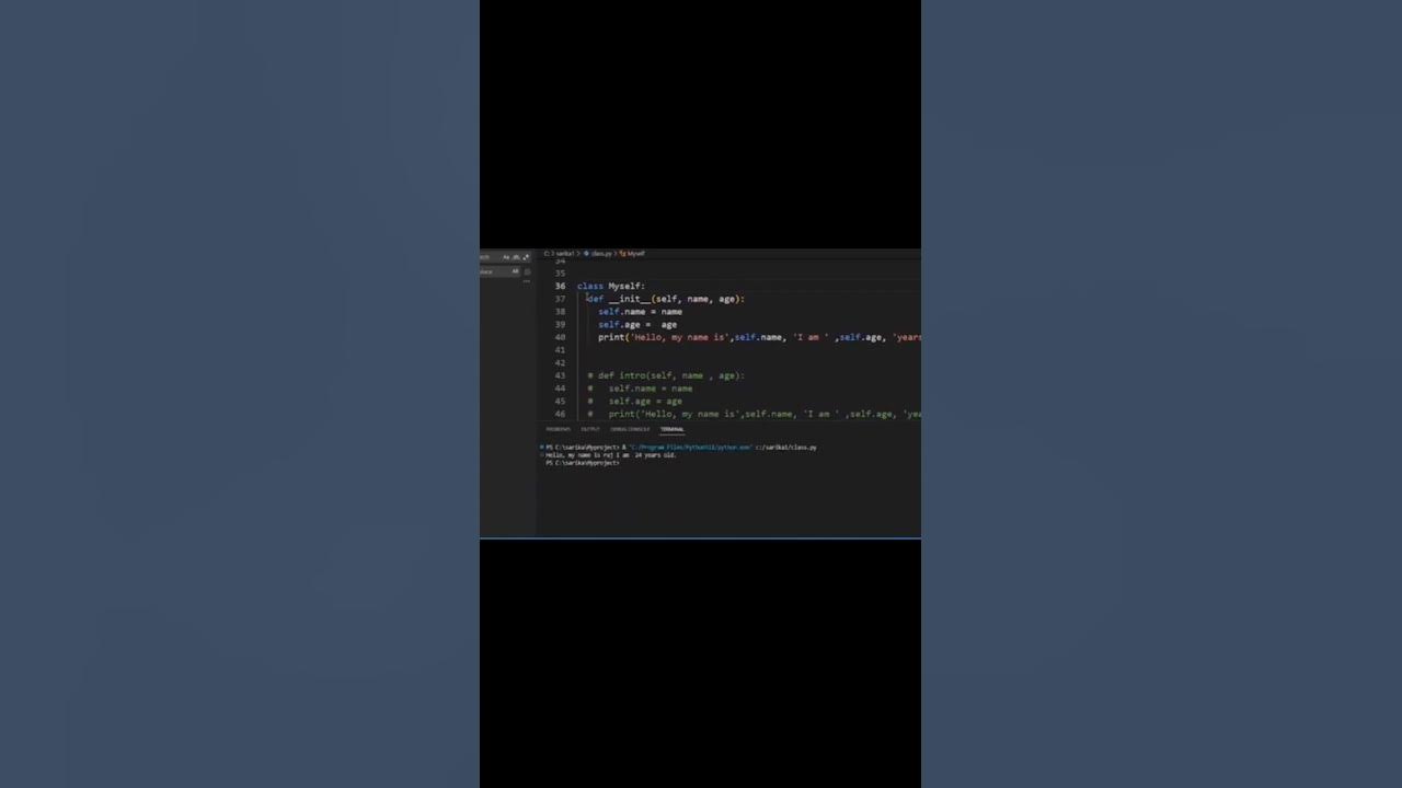 Init Method And Self In Pythoninitpythontutorial Programming
