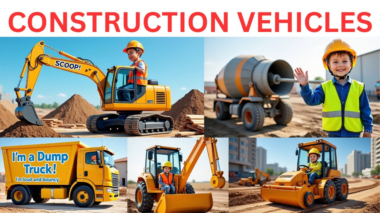 Construction Trucks 🚜 🚧 🚜 for Kids | Fun Learning Names & Types | Dump ...