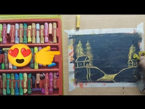 how to use scraping tool on oil pastel beautiful scenery scrapper camel ...