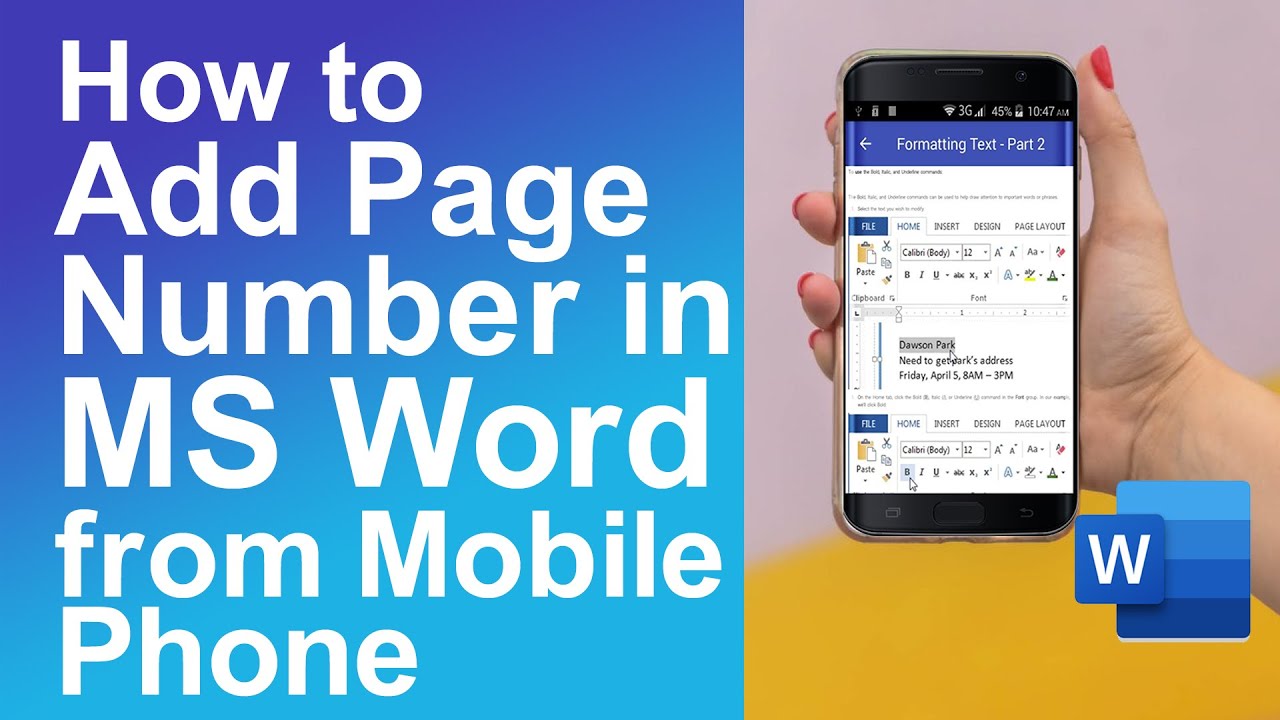 How to Add Page Numbers in Word App mobile phone - YouTube