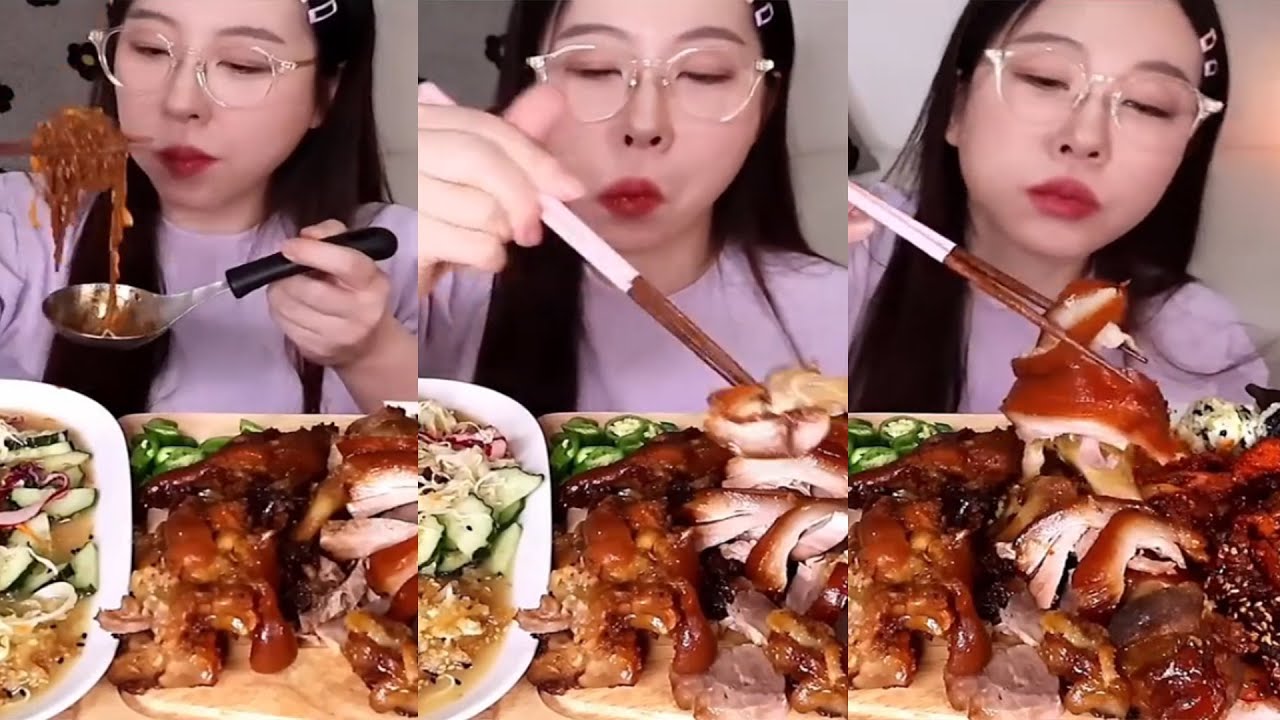 ASMR Mukbang Korean Food! Makanan Pedas Gila Mie Daging Babi Goreng ...