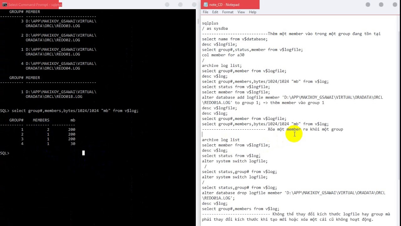 Demo Oracle database Redo logfile management - YouTube