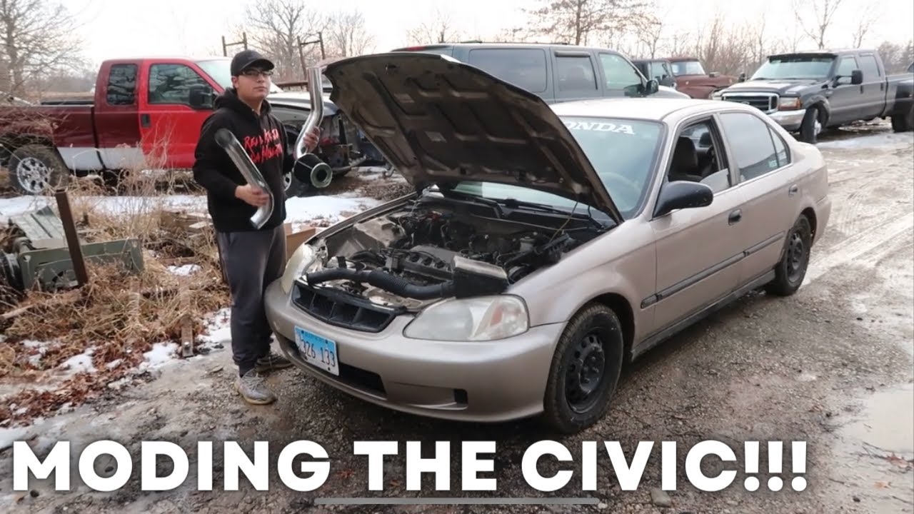 Riced Out Honda Civic Gets New Radio, Air Intake, And Grill! - YouTube