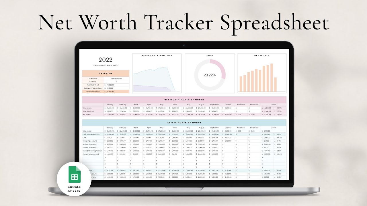 Net Worth Tracker Spreadsheet for Google Sheets - YouTube