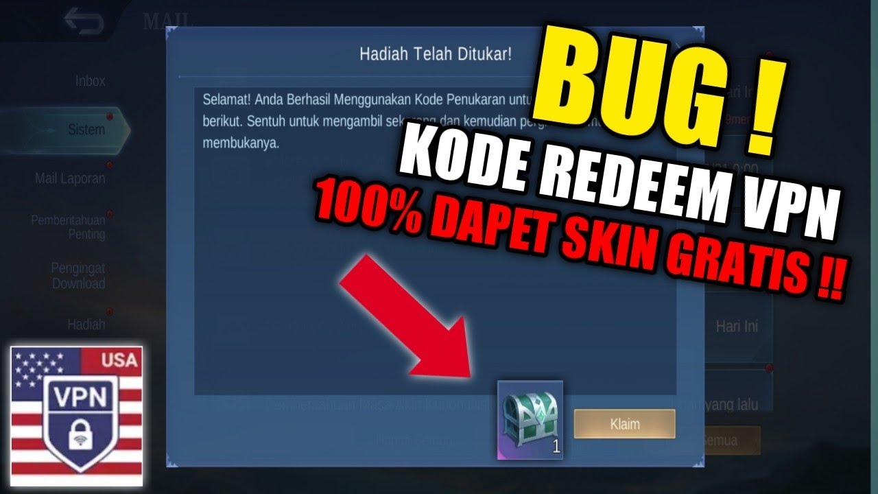 CEPAT ! BUG KODE REDEEM VPN USA!! 100% DAPET SKIN GRATIS, BURUAN ...