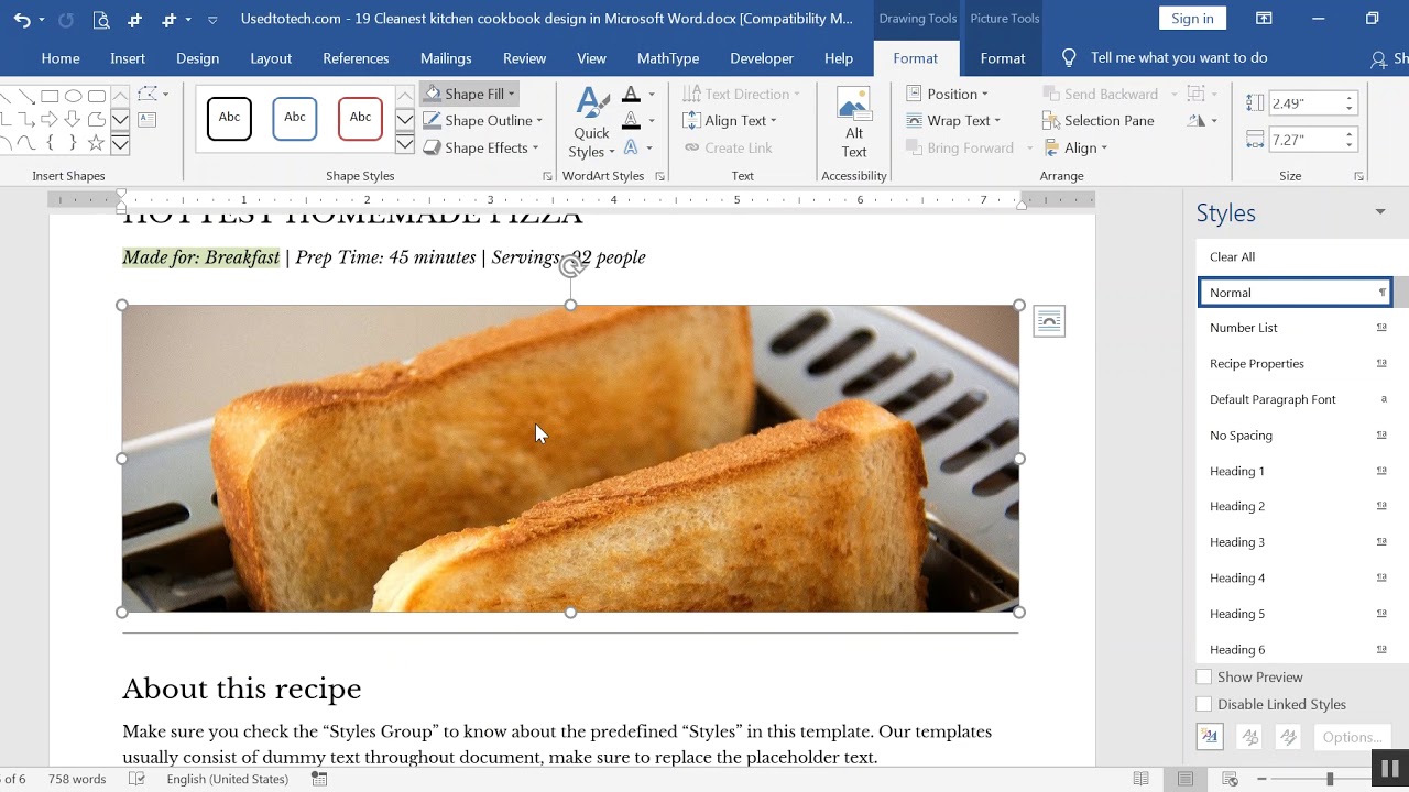 Cleanest Kitchen Cookbook Design in Microsoft Word - YouTube