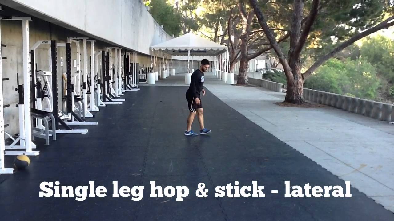 Single leg hop & stick - lateral - YouTube