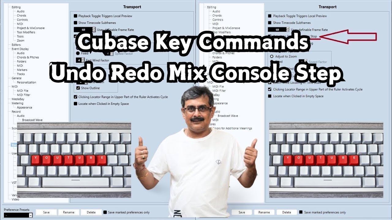 Cubase Key Commands | Undo Redo Mix Console Step - YouTube