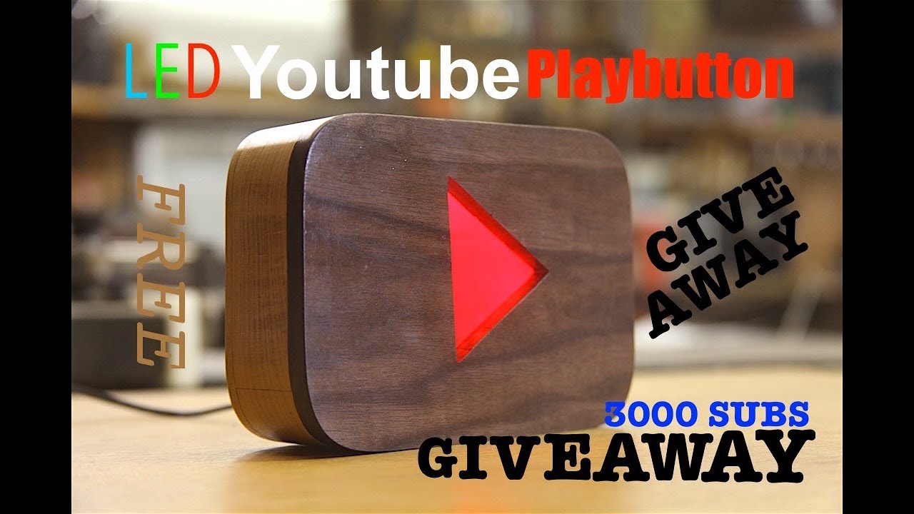LED YOUTUBE Glowing PLAYBUTTON! | FREE button GIVEAWAY!!!! - YouTube