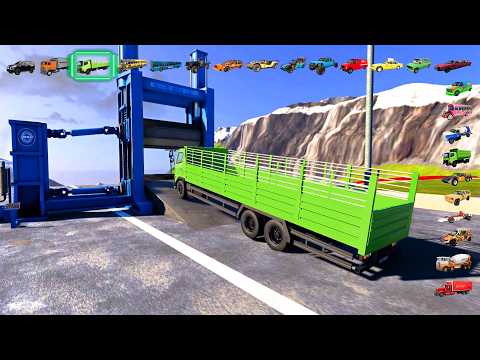 Araba vs. Atlama Havuzu #159 : Arabalar Ezici Makineden Geçiyor 😱😱 | BeamNG Drive