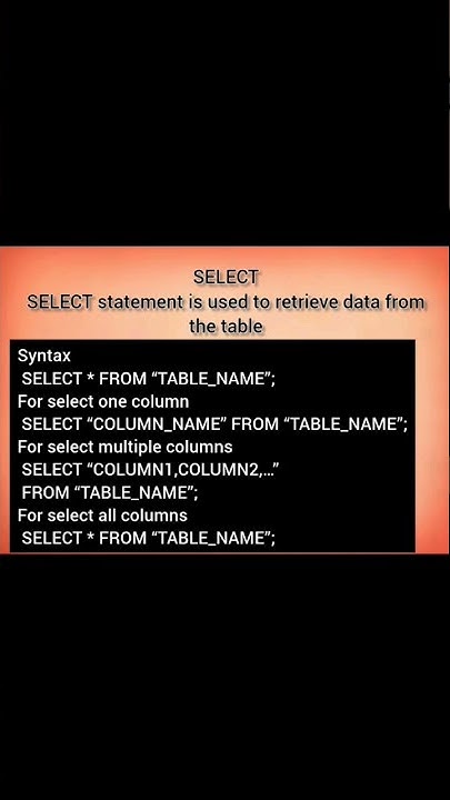 Sql Select Commands Shorts Short Youtubeshorts Youtube Youtubeshort Youtubevideo Viral