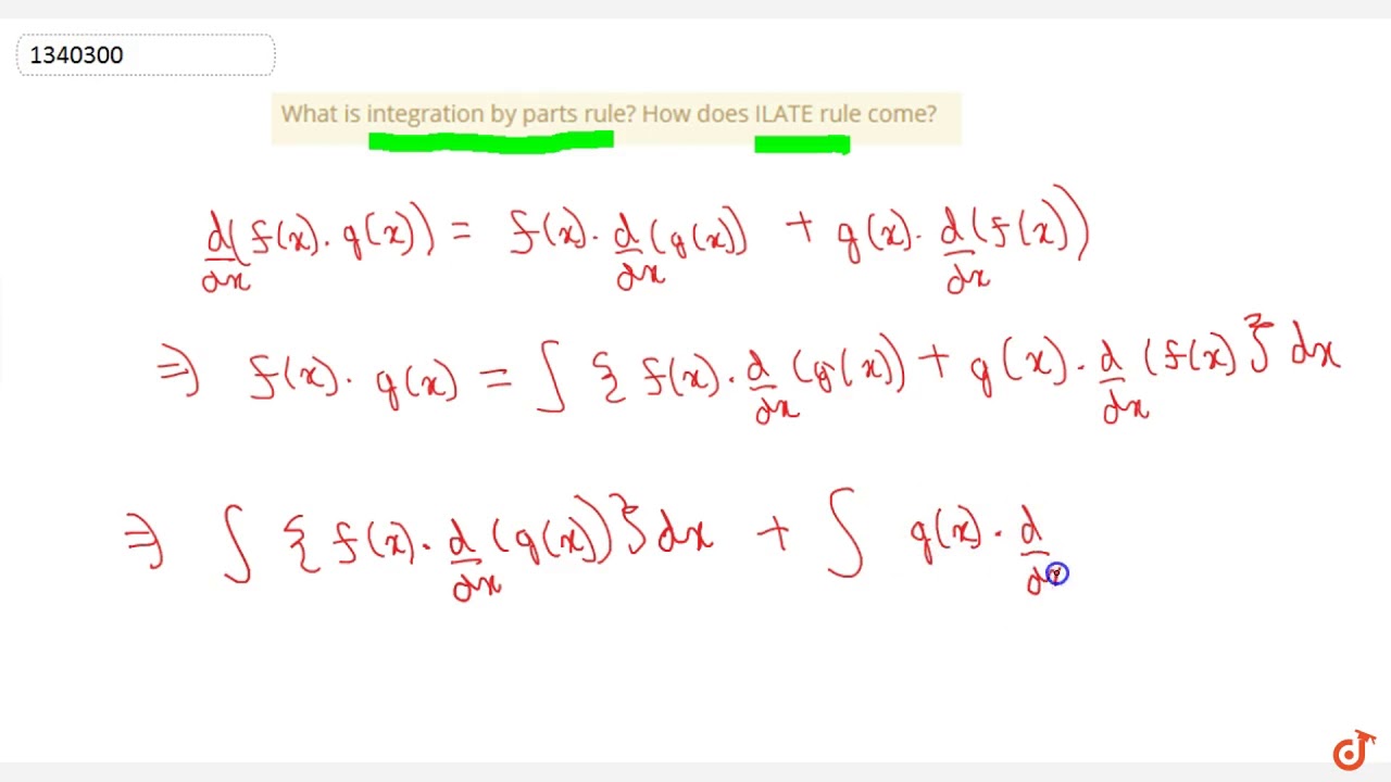 What Is Integration By Parts Rule How Does Ilate Rule Come Youtube