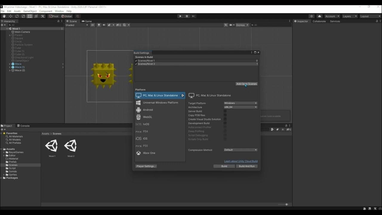 Introducción a unity clase 9, Build Setting / Player Setting - YouTube