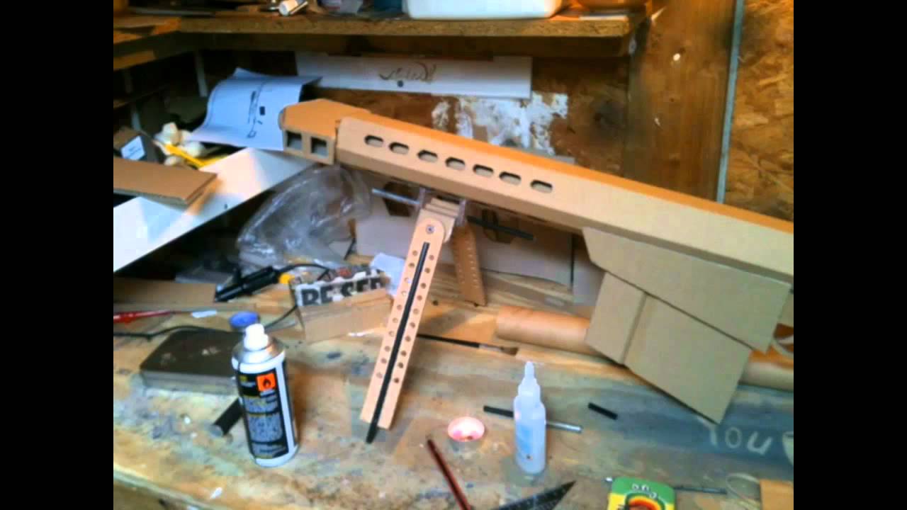 Cardboard barrett M82A1 .50cal sniper rifle - YouTube