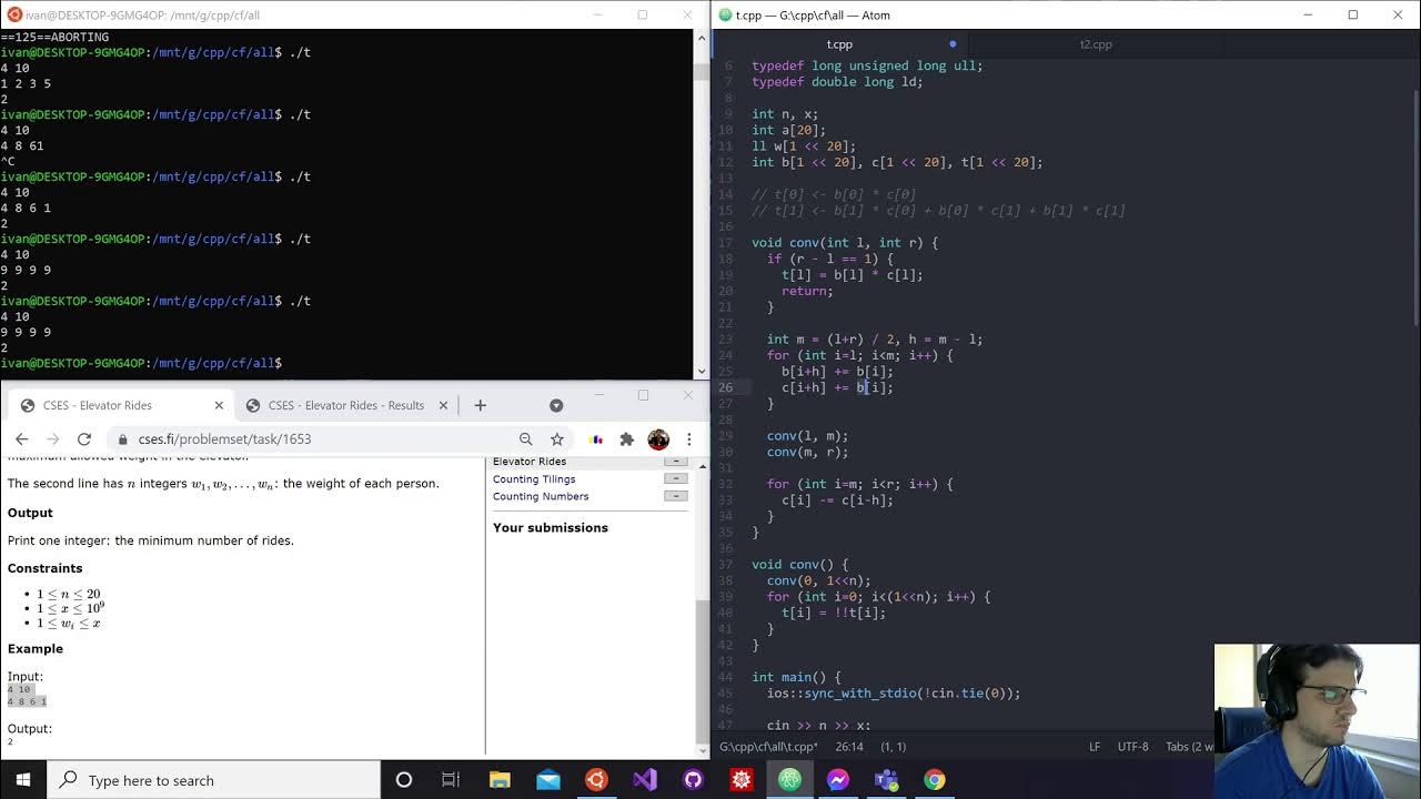 Dynamic programming grind, cses.fi problemset (part 2, Elevator Rides) - YouTube