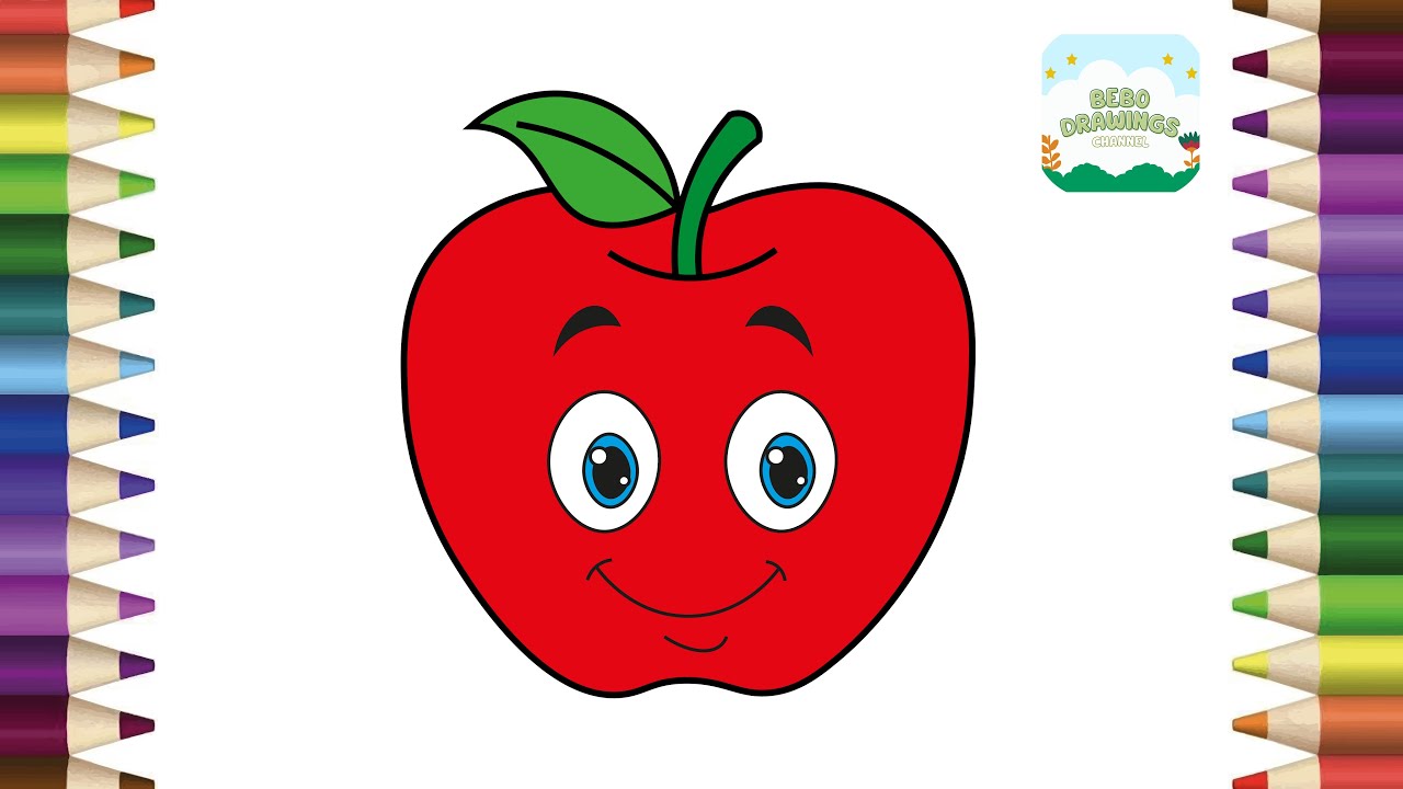 How To Draw A Cute Apple Easy Step By Step | Apple Drawing - YouTube