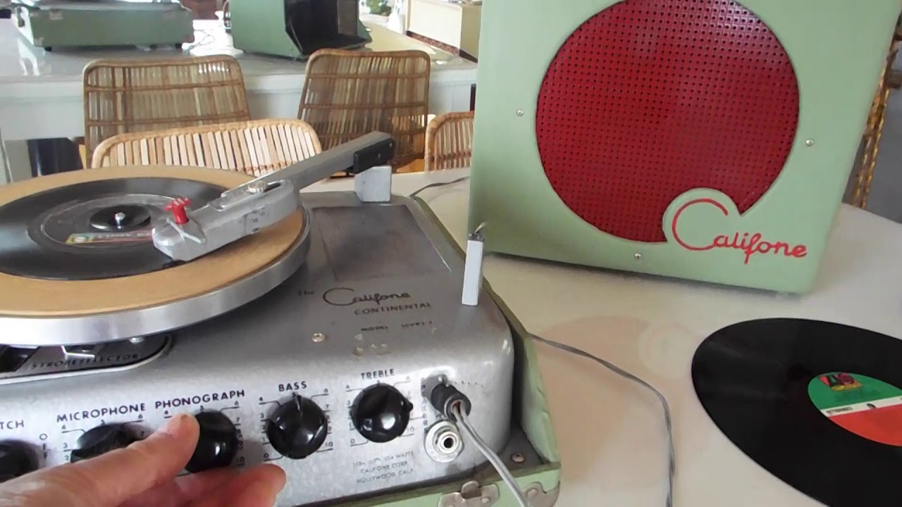 Califone variable speed record player playing a 45 RPM record - YouTube