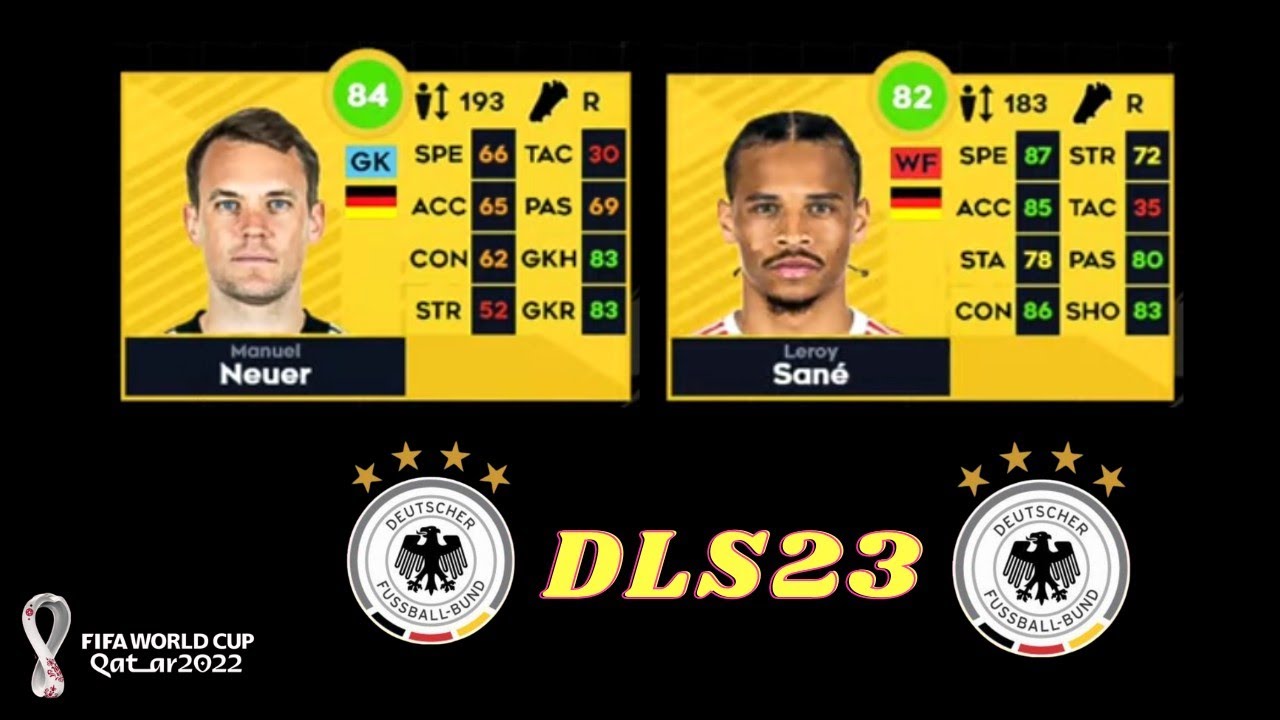 DLS 23/GERMANY OFFICIAL SQUAD WORLD CUP QATAR 22 PLAYERS REATING ...