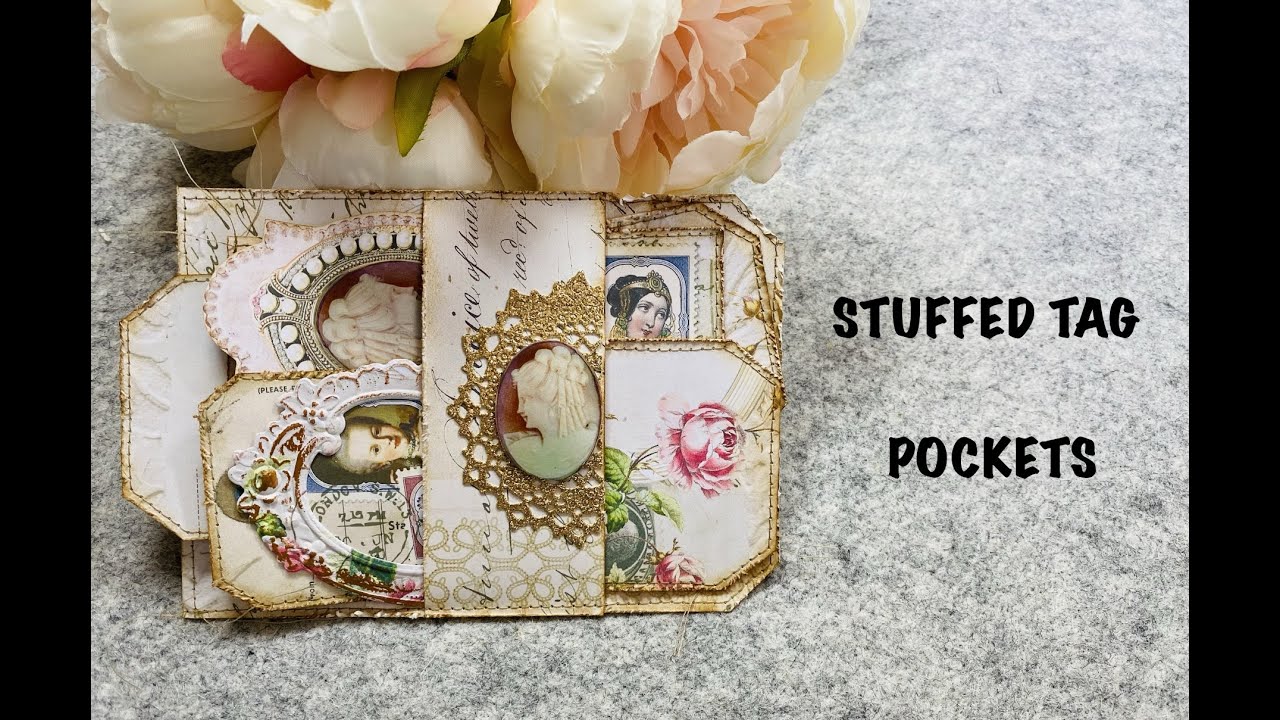 CREATE WITH ME - Stuffed Tag Pockets #junkjournal #tags #pockets - YouTube