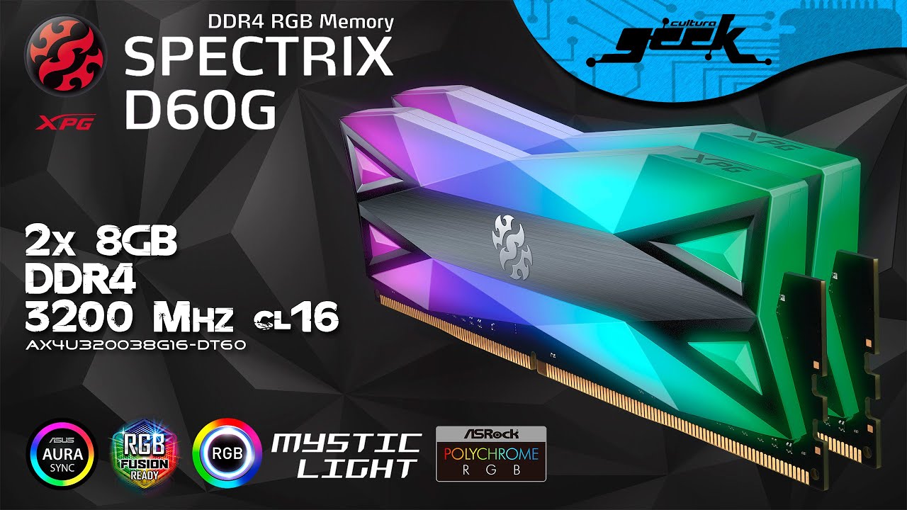 XPG Spectrix D60G / Memórias DDR4 3200 MHz RGB - YouTube