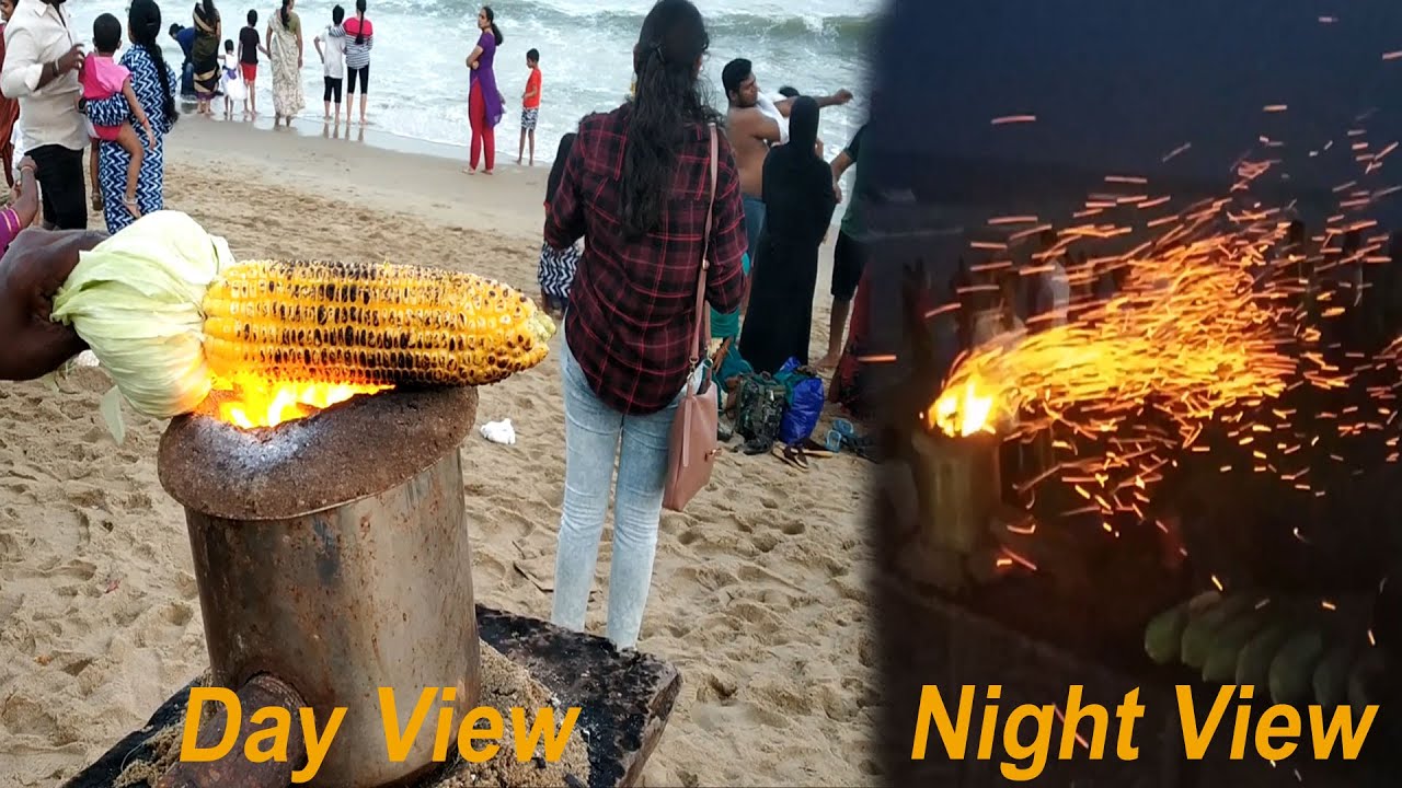 Delicious Grilled Corn Making - Chennai Marina Beach Special | Indian ...