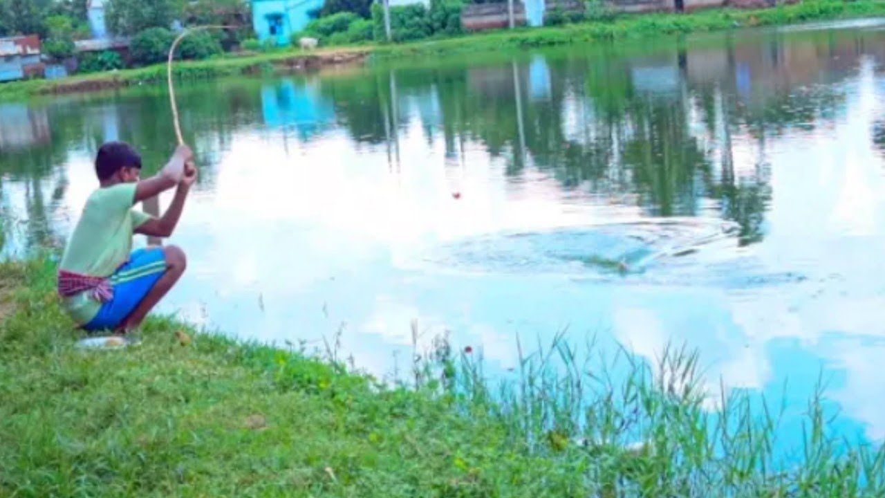 Little Boy Catch Fish With Marie Biscuit | Hook Fishing | Fishing kids ...