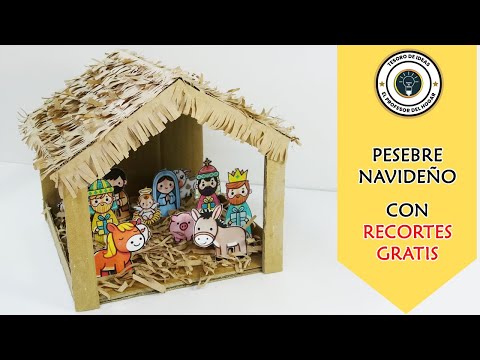 Cómo Hacer un Pesebre navideño de Cartón Reciclado | incluye recortes gratis