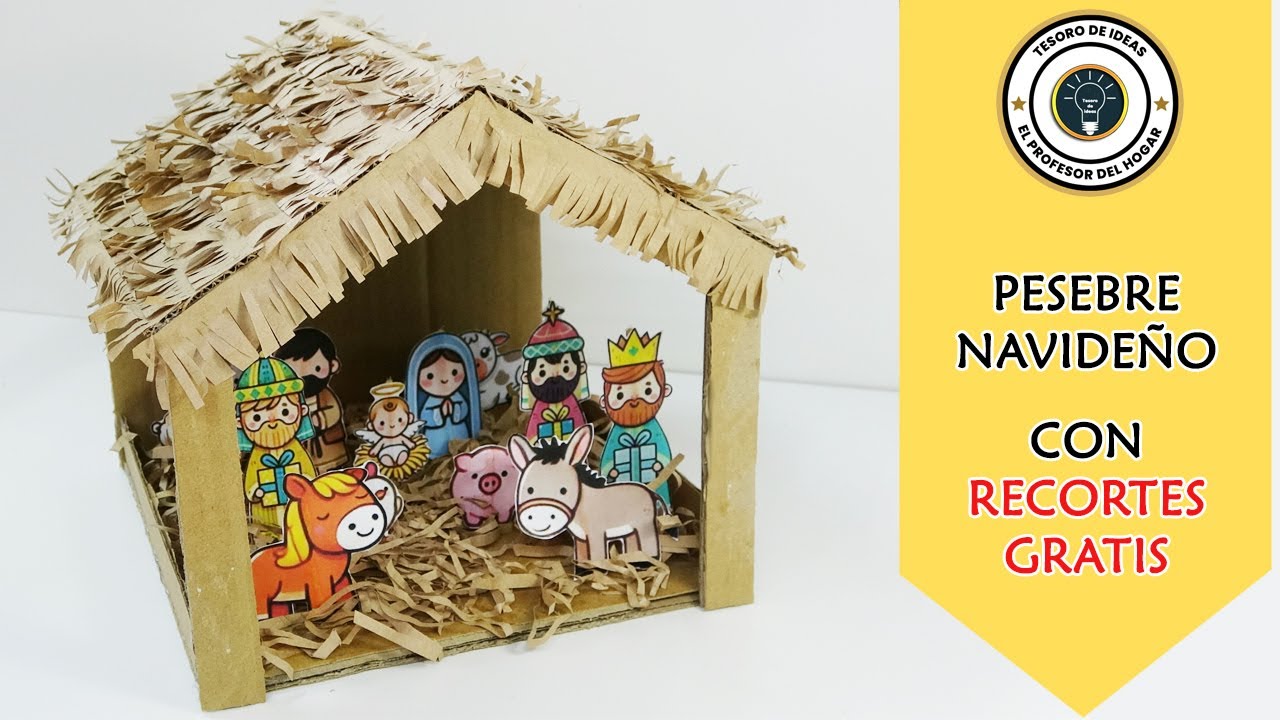 Cómo Hacer un Pesebre navideño de Cartón Reciclado | incluye recortes ...